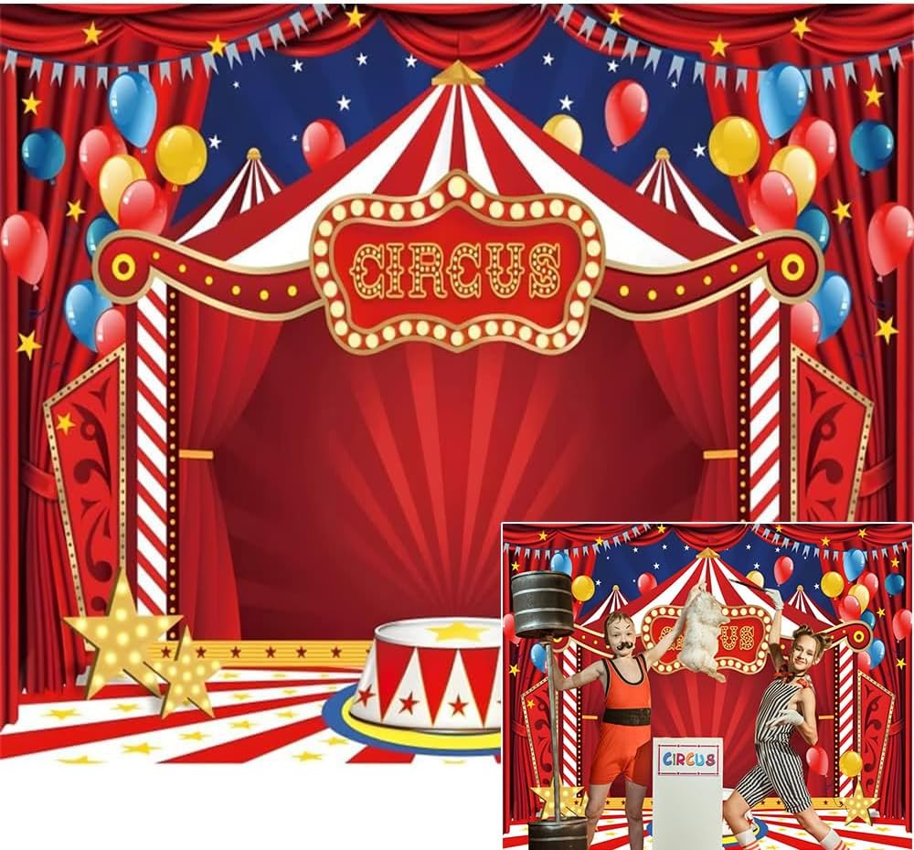 Amazon.com : Caaerttply Carnival Circus Backdrop for Photography Red ...