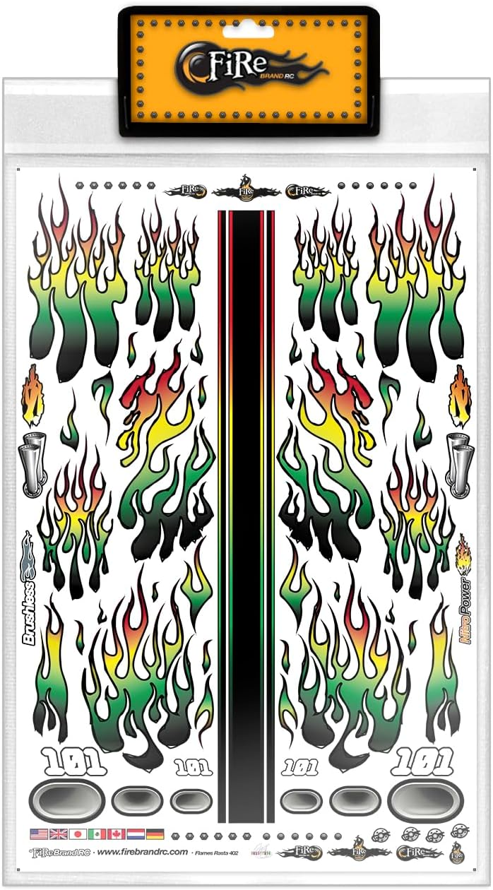 Amazon.com: FIRE BRAND RC® Flames 1 Rasta Multi-Fit™ Vinyl RC Decal ...