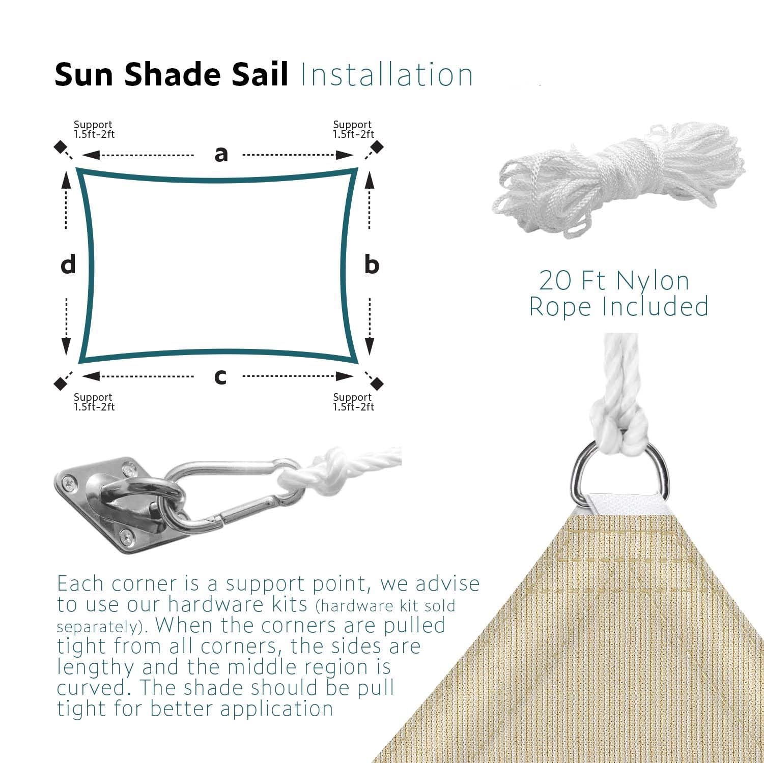 Snapklik.com : ECOOPTS 14x14 HDPE Sun Shade Sail Rectangle Canopy ...