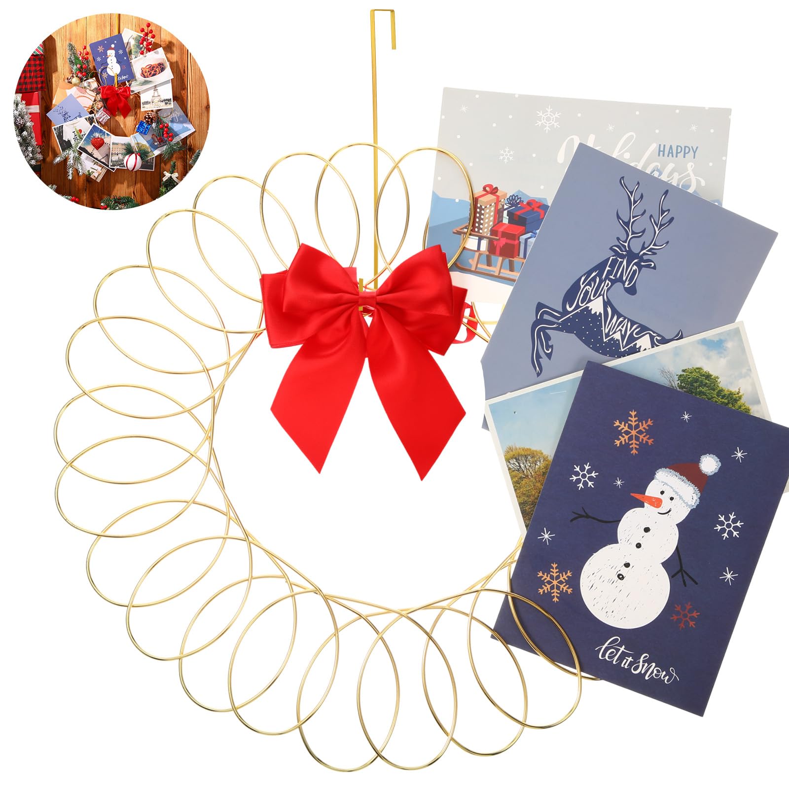 Amazon.com: MorningRo 3 Pcs Christmas Card Holder Gold Spiral Metal ...