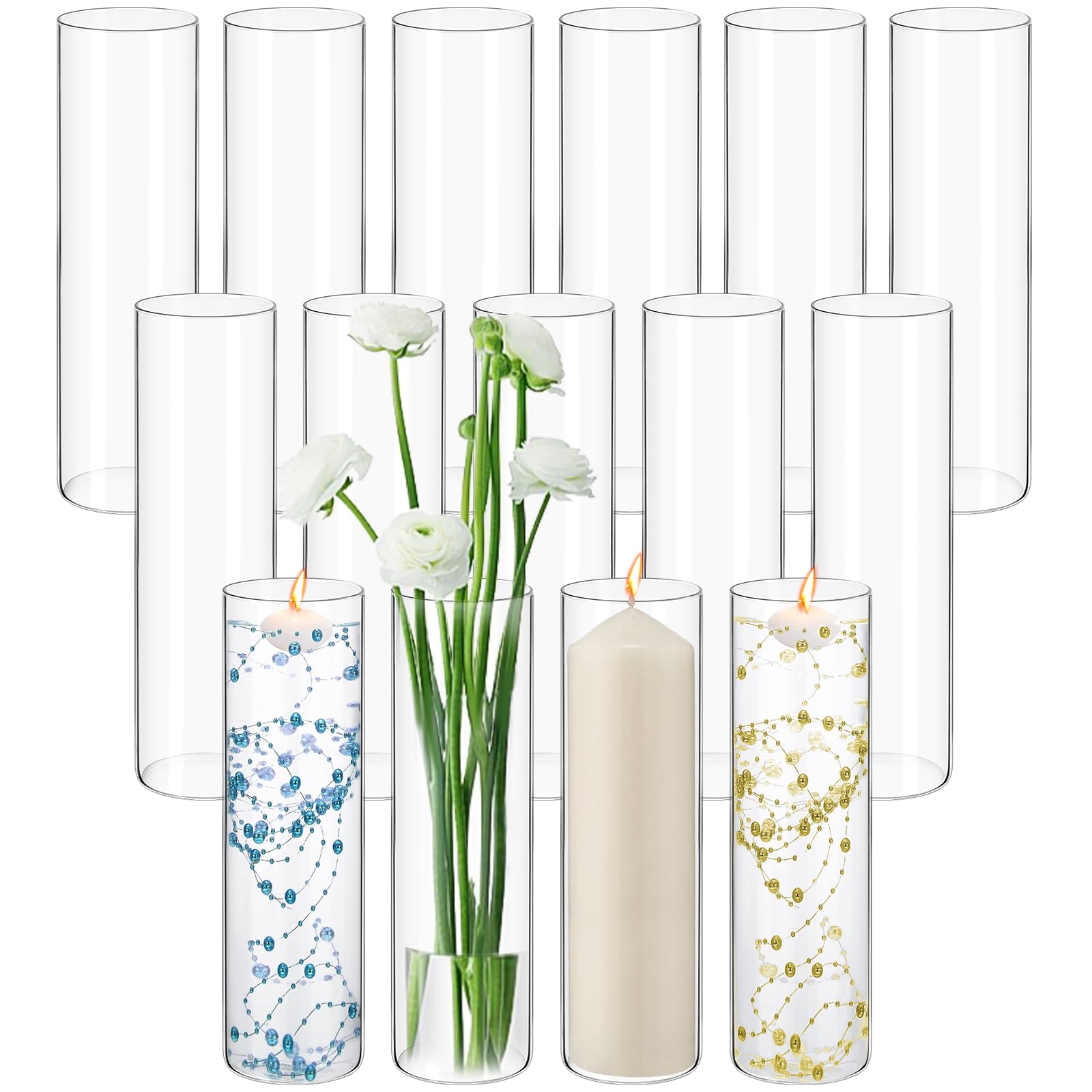 Amazon.com: 15Pack Glass Cylinder Vases for Centerpieces, 16 Inch Tall ...