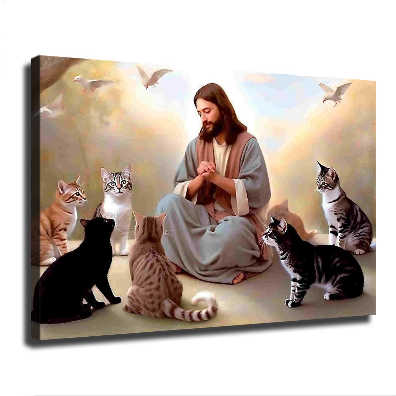 Amazon.com: Jesus Christ Surrounded By Cats Poster Jesus with Cats ...