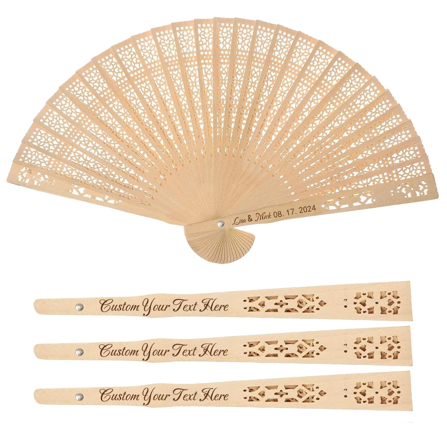 Amazon.com: douyinsi 100Pcs Wedding Fans Personalized Folding Hand Fans ...