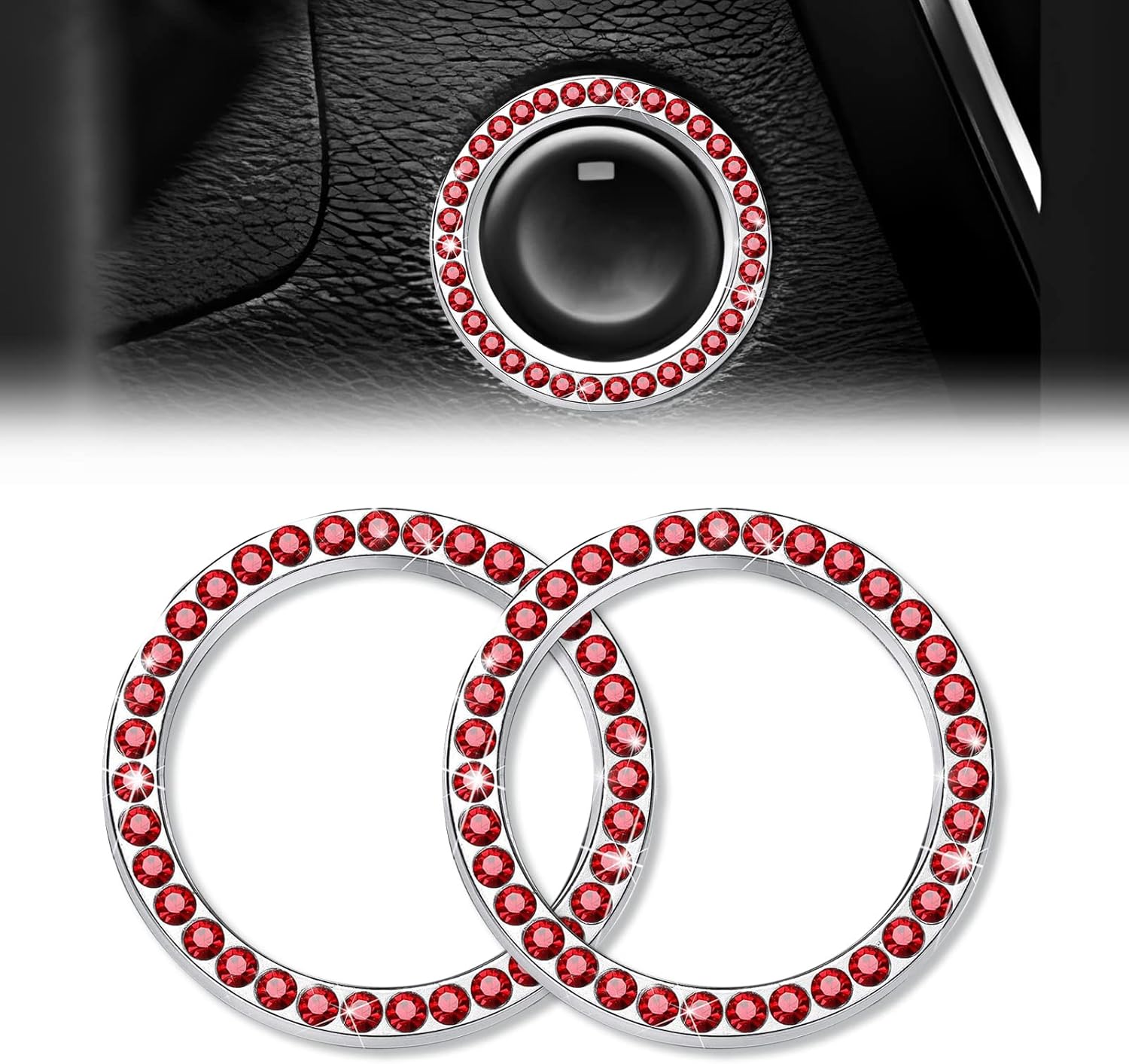 Amazon.com: 2Pcs Crystal Double Rhinestone Car Engine Start Stop ...