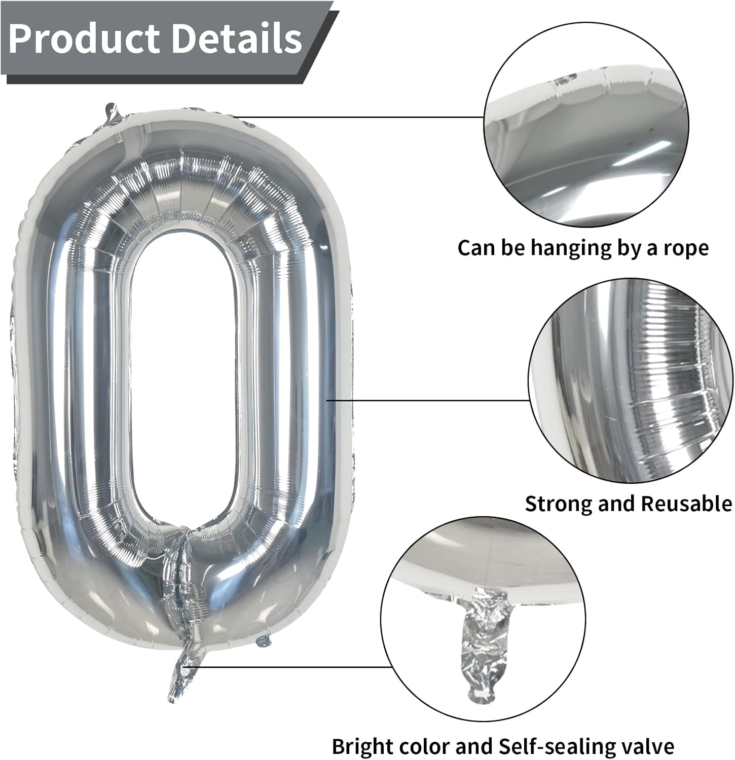 Number Balloons 40 Sliver, 40 Inch Large Number 40 Birthday Balloons ...