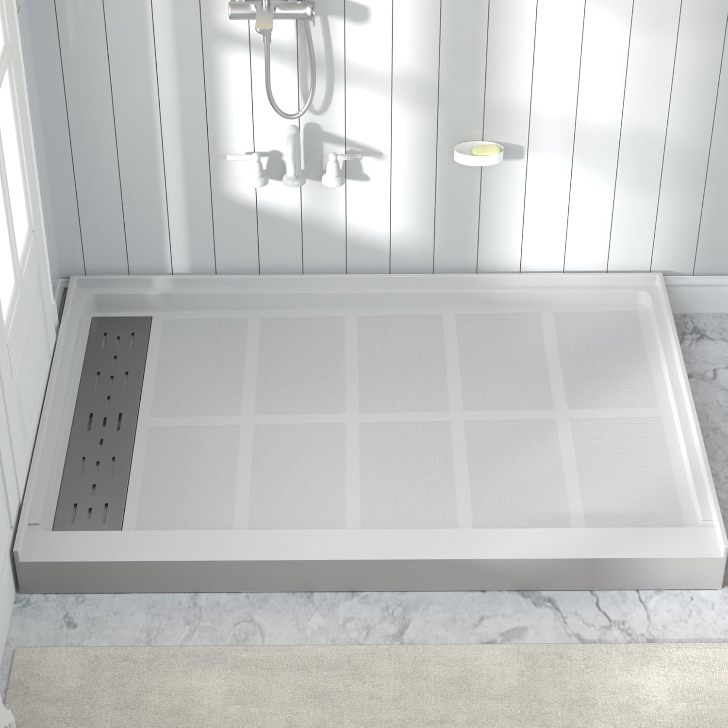 Trumbeak 60" L × 32" W × 4" H Shower Base with Left Drain,Rectangular ...