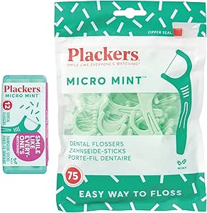 Amazon | Plackers デンタルフロス トラベルセット [トラベルケース(マイクロクリーンミント12本入)＋マイクロクリーンミント味75本] 歯間ブラシ 歯垢除去 ...
