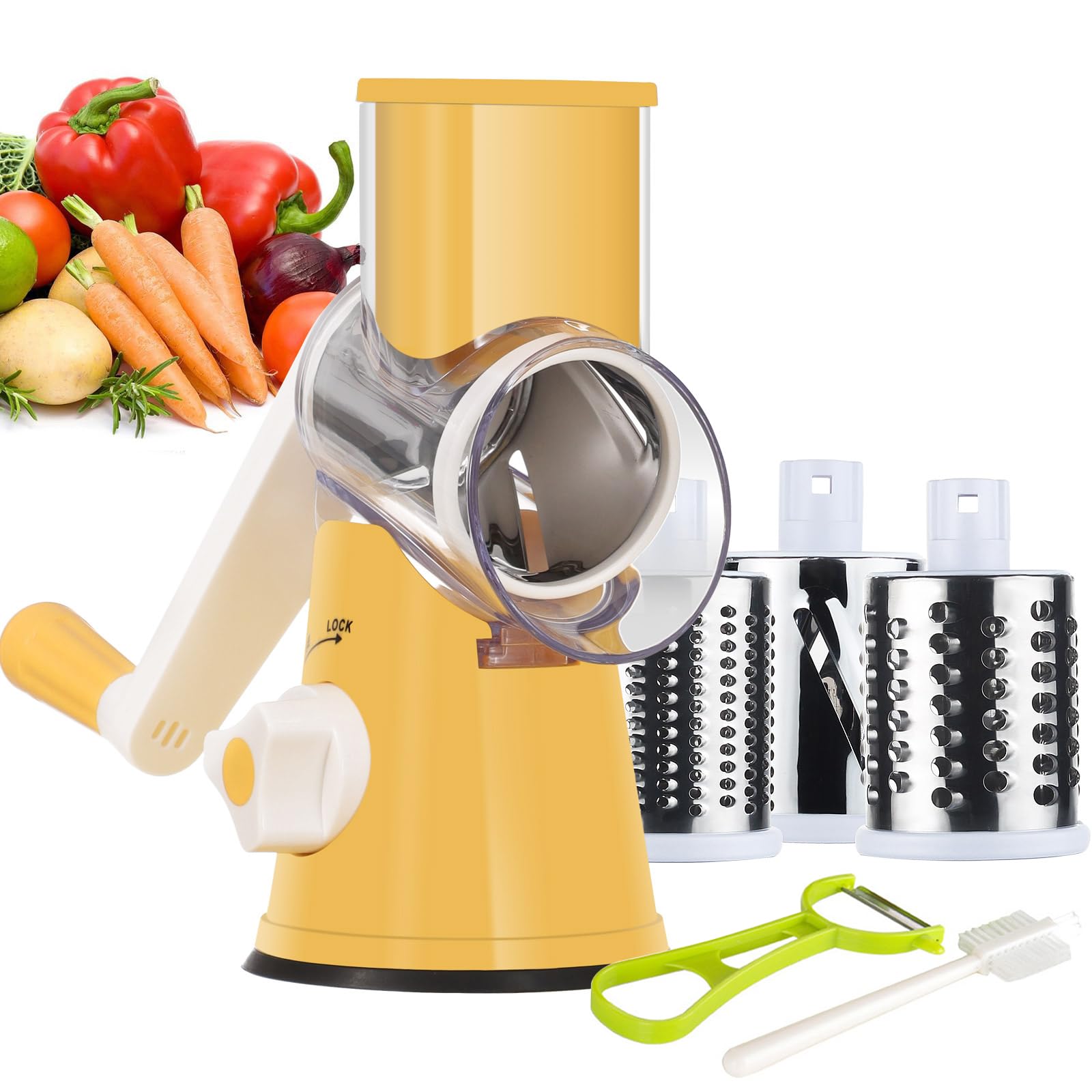 Amazon.com: Ourokhome Rotary Cheese Grater Hand Crank, Kitchen Shredder ...