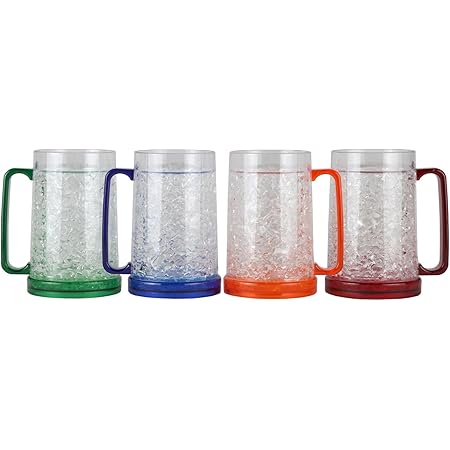 Amazon.com | Easicozi Double Wall Gel Frosty Freezer Ice Mugs Clear ...