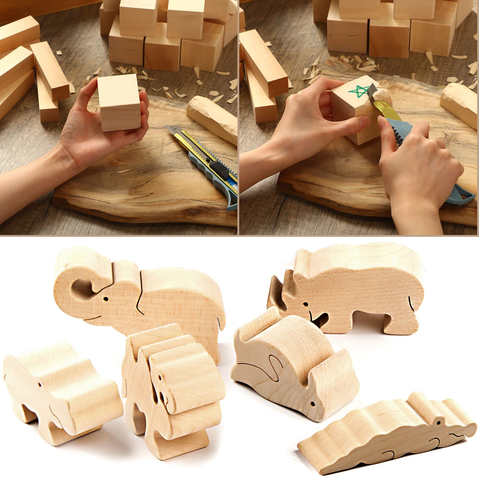 36 Pack Basswood Carving Blocks Set Unfinished Wooden Crafts Wooden ...
