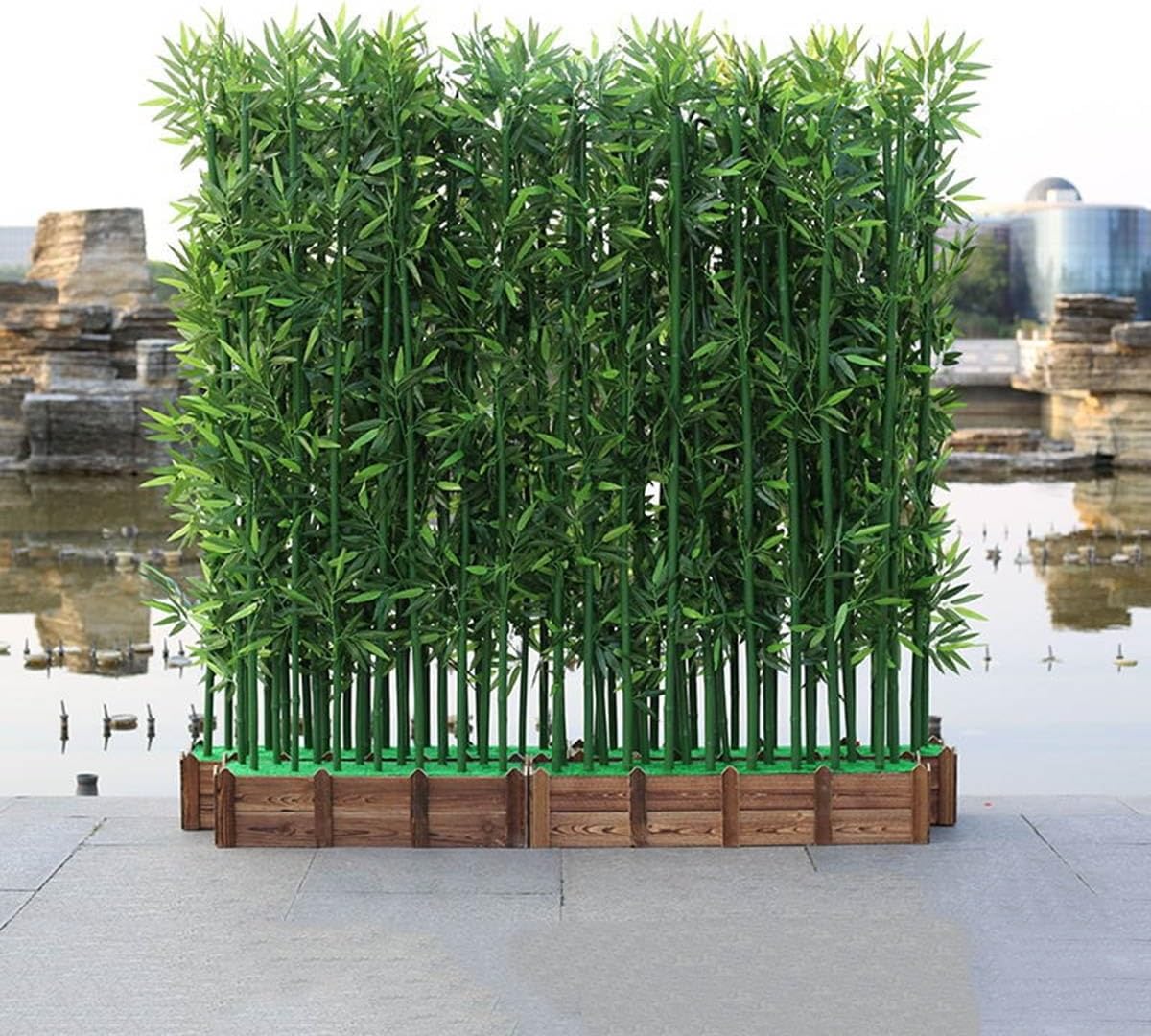 Amazon.com : Room Divider Artificial Bamboo Trees with Wood Base, Patio ...