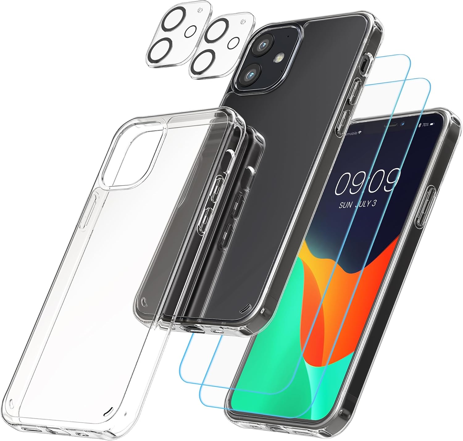kwmobile Juego de fundas transparentes 5 en 1 compatibles con Apple ...