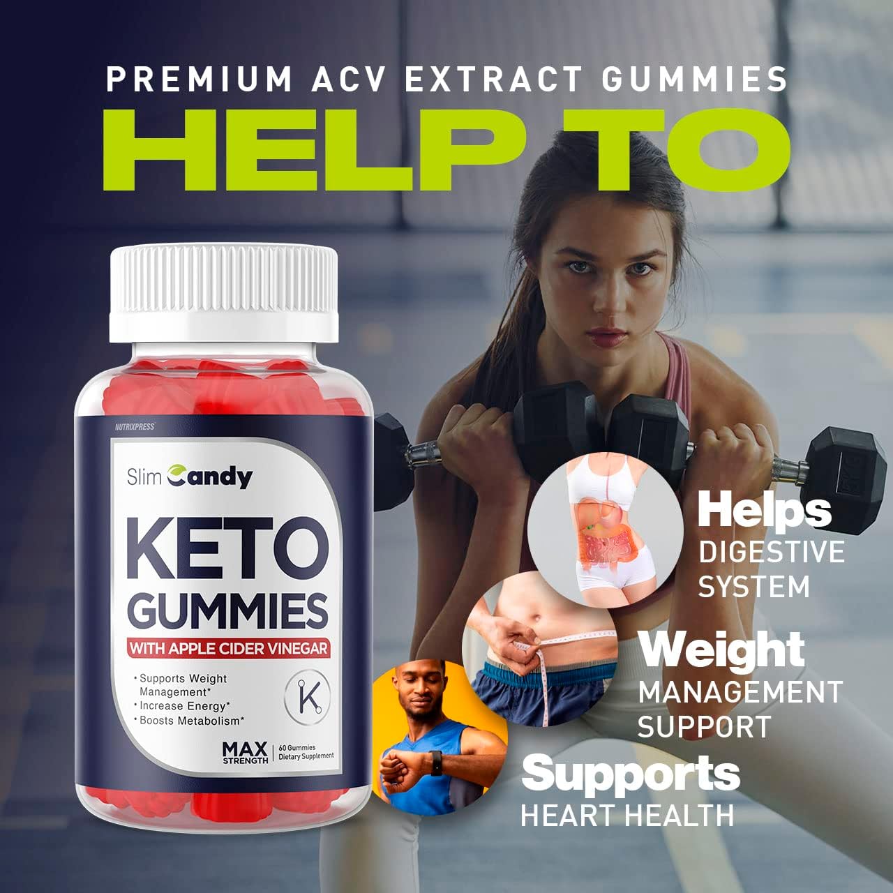 Paquete de 2 gomitas Slim Candy ACV Keto – Nuevo SlimCandy Keto vinagre de sidra de manzana ...