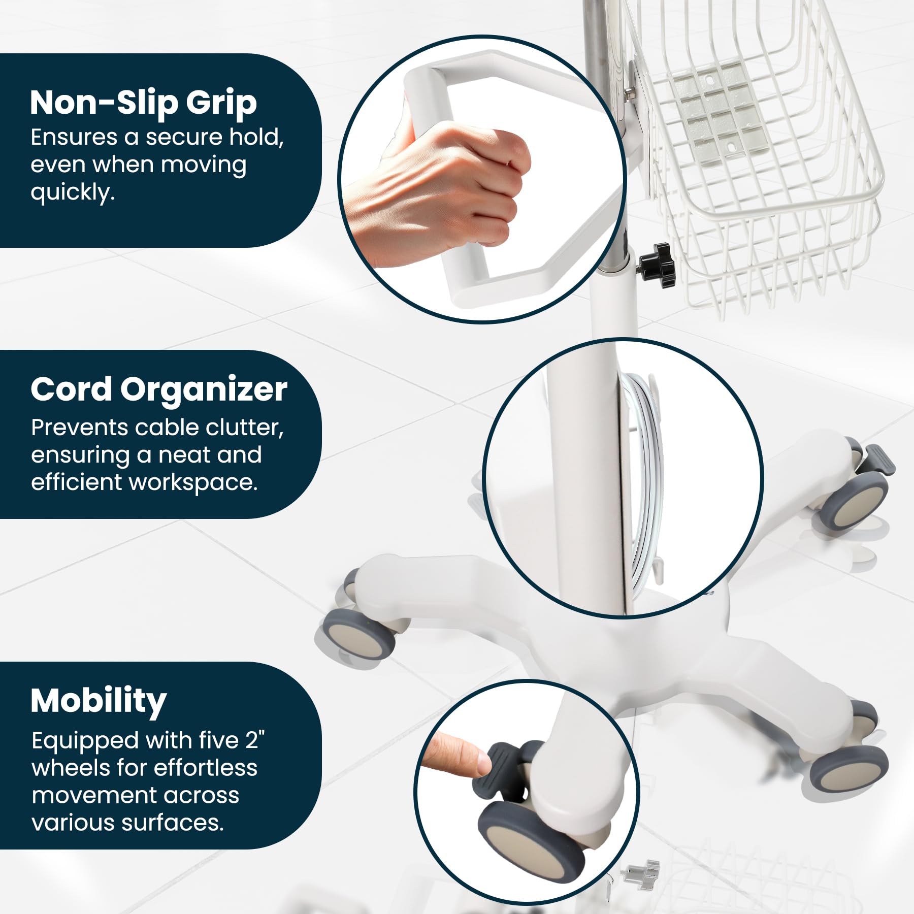 Snapklik.com : VivaComfort Vital Signs Rolling Medical Cart Workstation ...