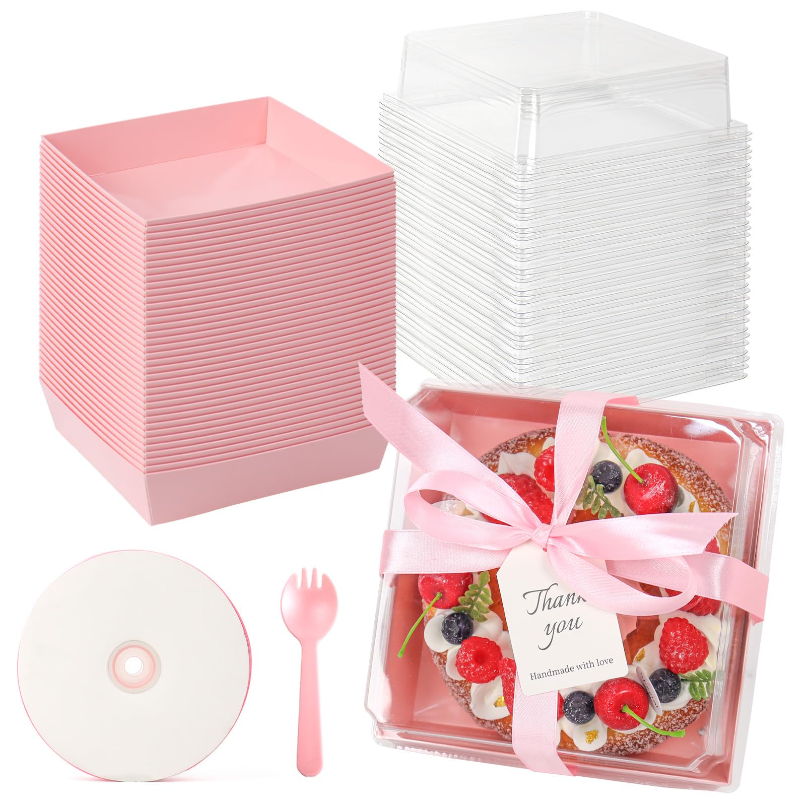 Amazon.com: DERZIFUN Pink Charcuterie Boxes with Clear Lids - Set of 50 ...