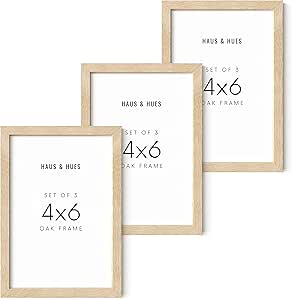 Amazon.com - HAUS AND HUES Solid Oak 4x6 Picture Frame for Wall or Tabletop Set of 3-4x6 Picture ...
