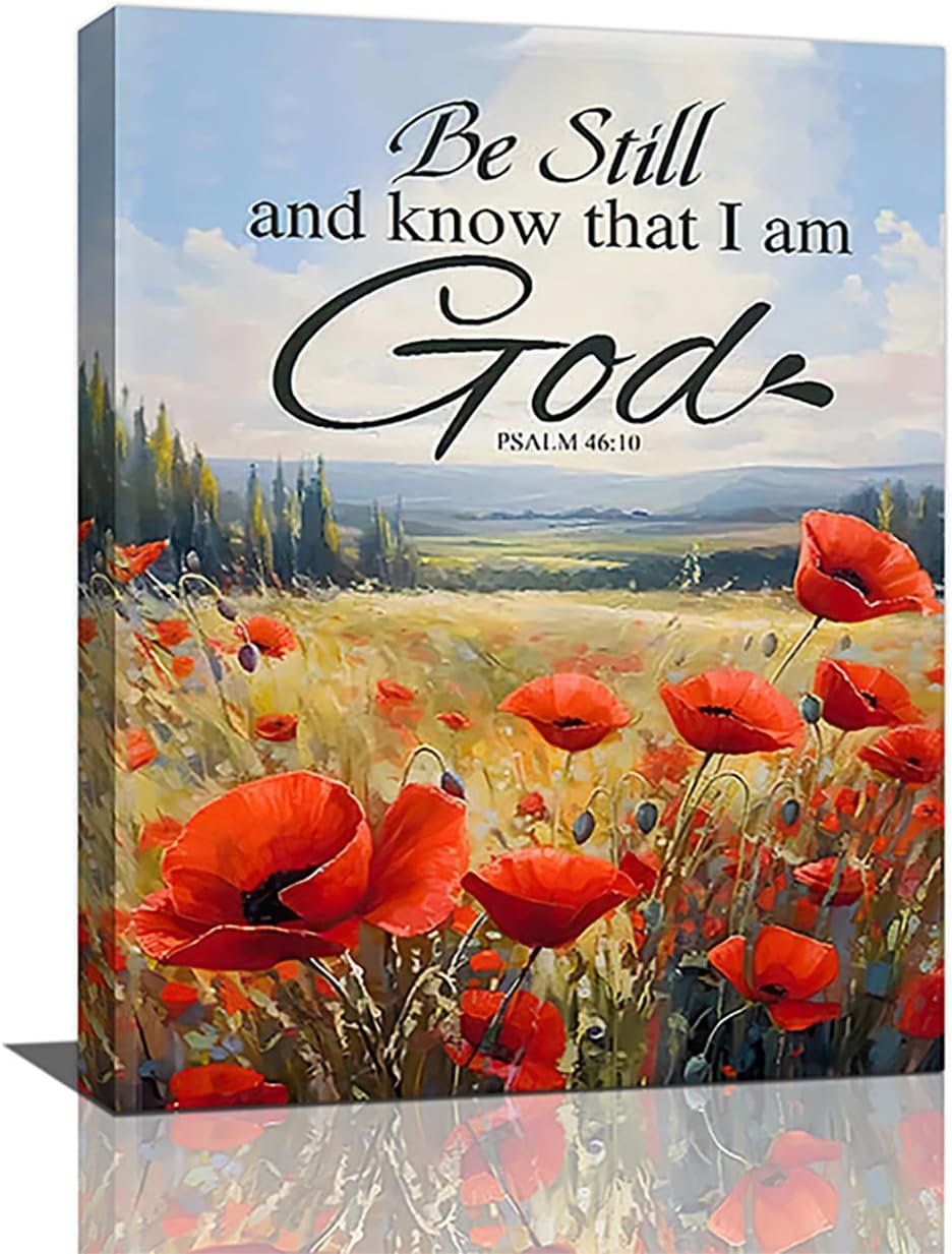 Amazon.com: Christian Flower Decor Wall Art Scripture Poppy Wall Art ...