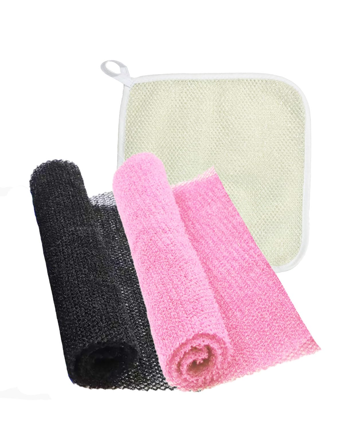 TENQUAN 2 Pcs African Net Sponge with 1 Pcs Exfoliating Washcloth ...