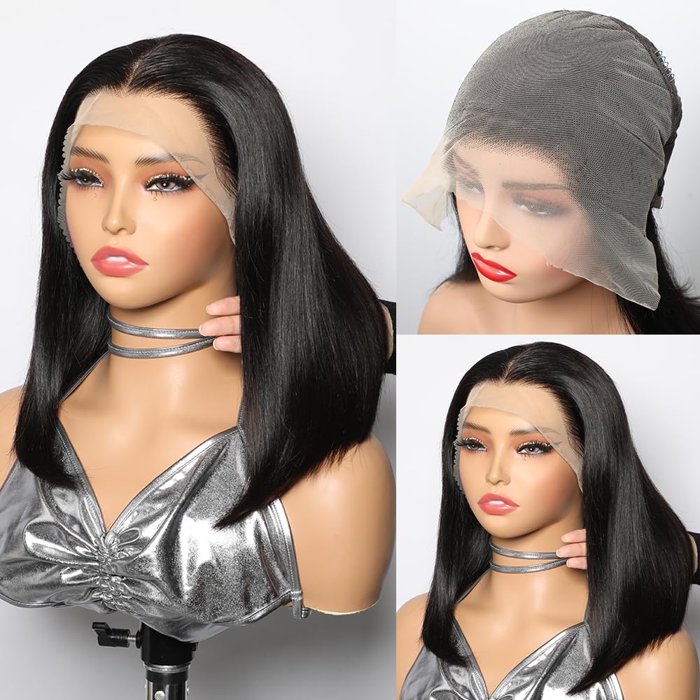 Amazon.com: Gotet Chocolate Brown Lace Front Wig Human Hair 13x6 Lace ...