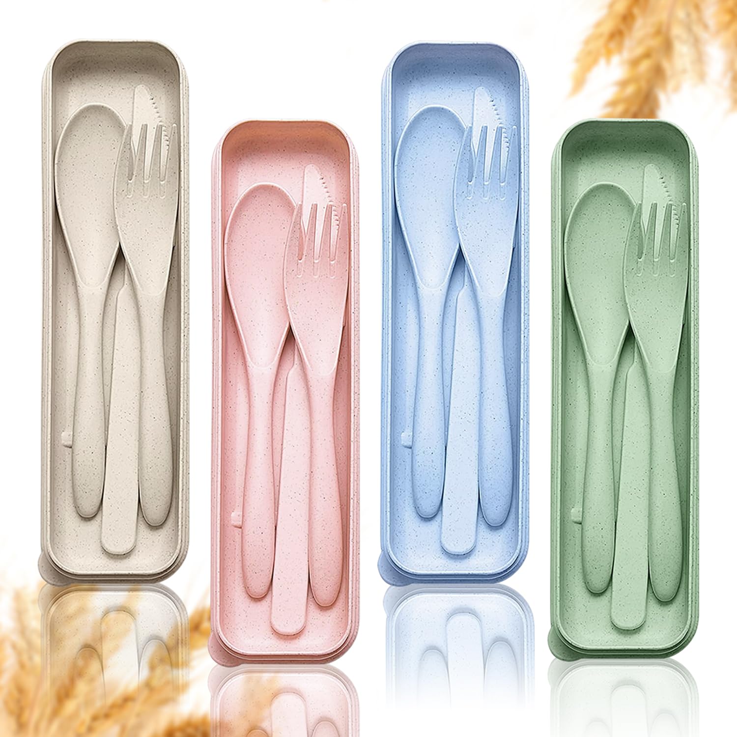 Amazon.com: Belugsin Camping Cutlery Set 4 Pieces Portable Plastic ...