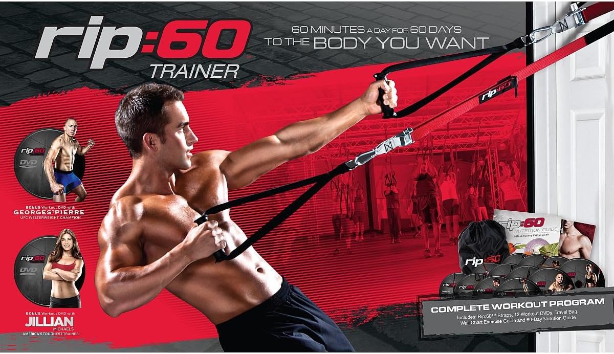 RIP 60 Unisex Adult RIP6011 Suspension Trainer With 8 Dvd Workout ...