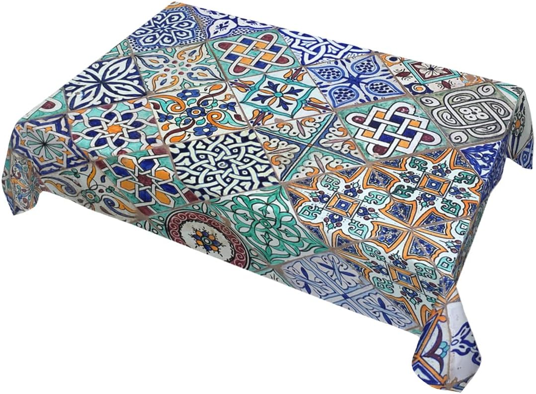 Amazon.com: GSRONY Decorative Rectangle Table Cloth Spanish Tile Print ...