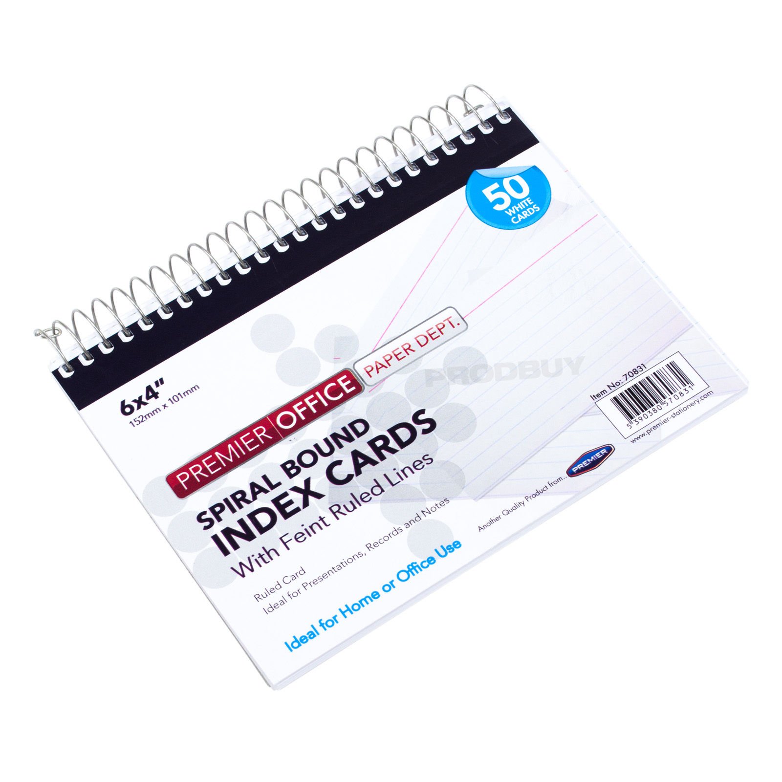 [Pack of 5] Spiral Index Cards 6 x 4 Lined White Revision Record Note ...