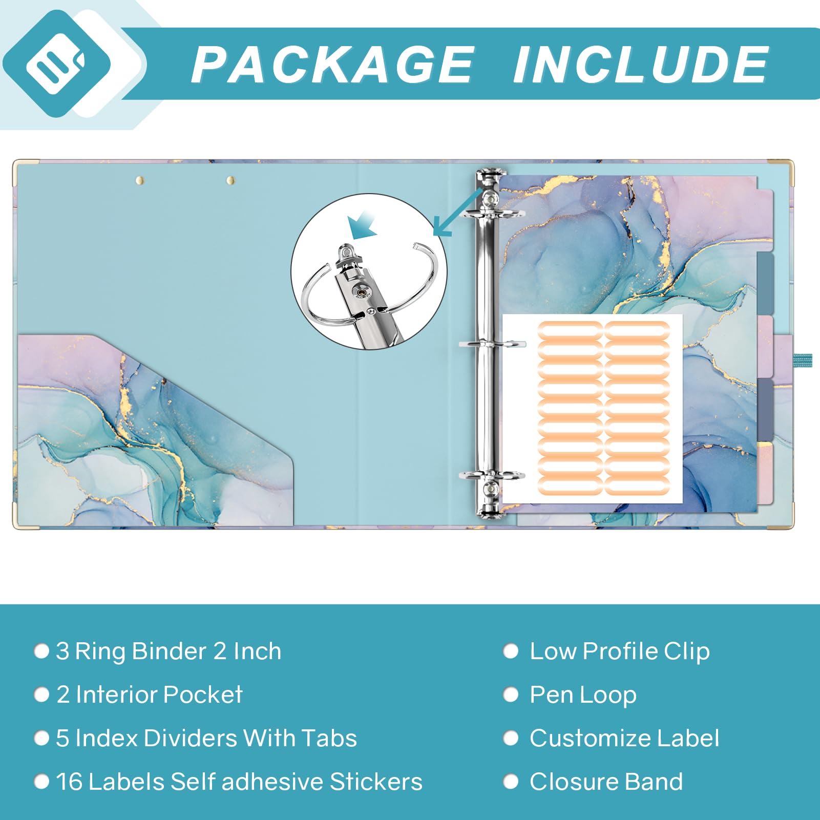 Snapklik.com : EYROZILL 3 Ring Binders 2 Inch