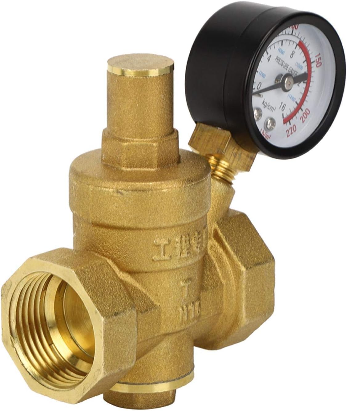 Buy Water Pressure Regulator Valve with Gauge, DN25 Brass Tap Pressure ...