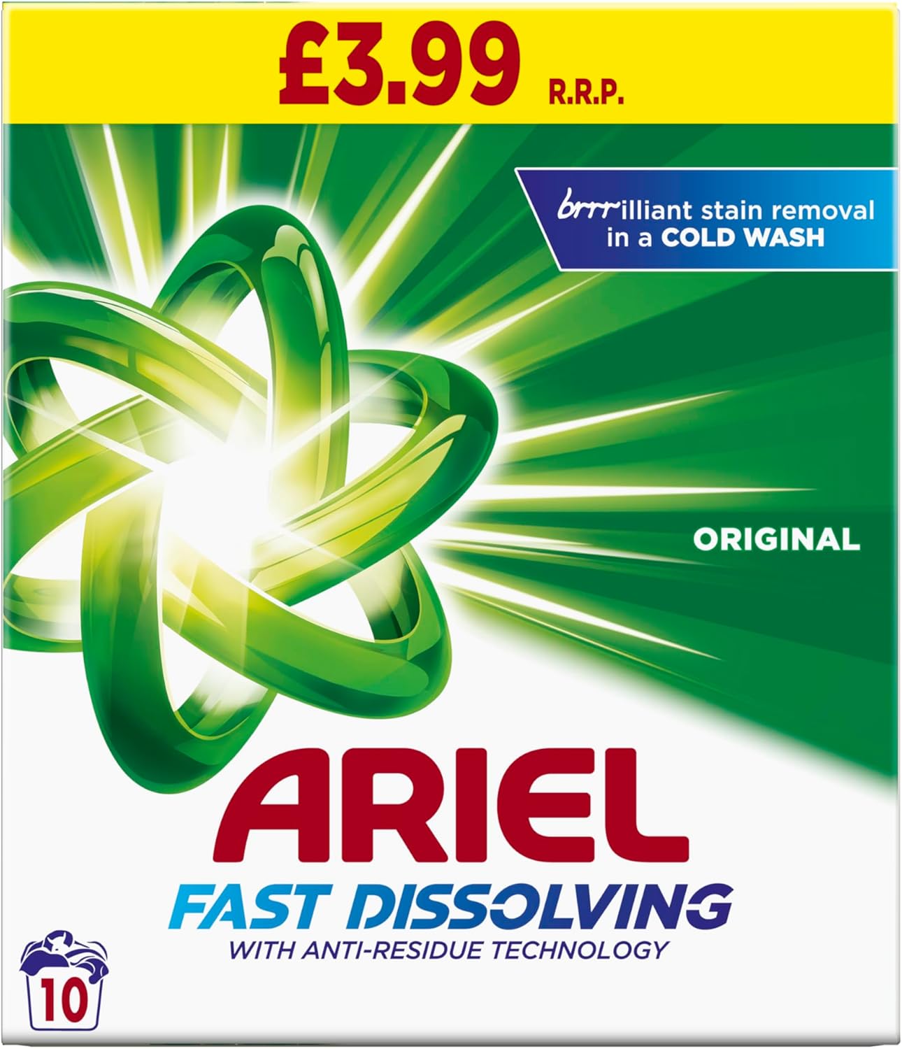 ARIEL Original Washing Powder, Fast Dissolving and Tough Stain Remover ...