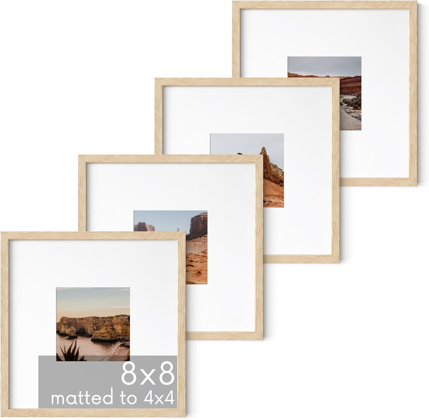 Amazon.com - HAUS AND HUES Beige Oak Wood 8x8 Picture Frames - Set of 4 ...