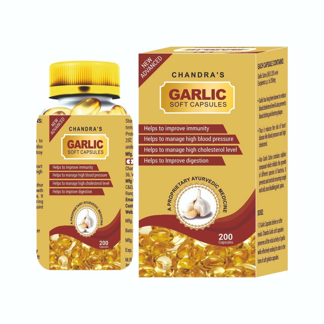 Chandra Drugs Garlic Capsules 200 Capsules : Amazon.in: Health ...