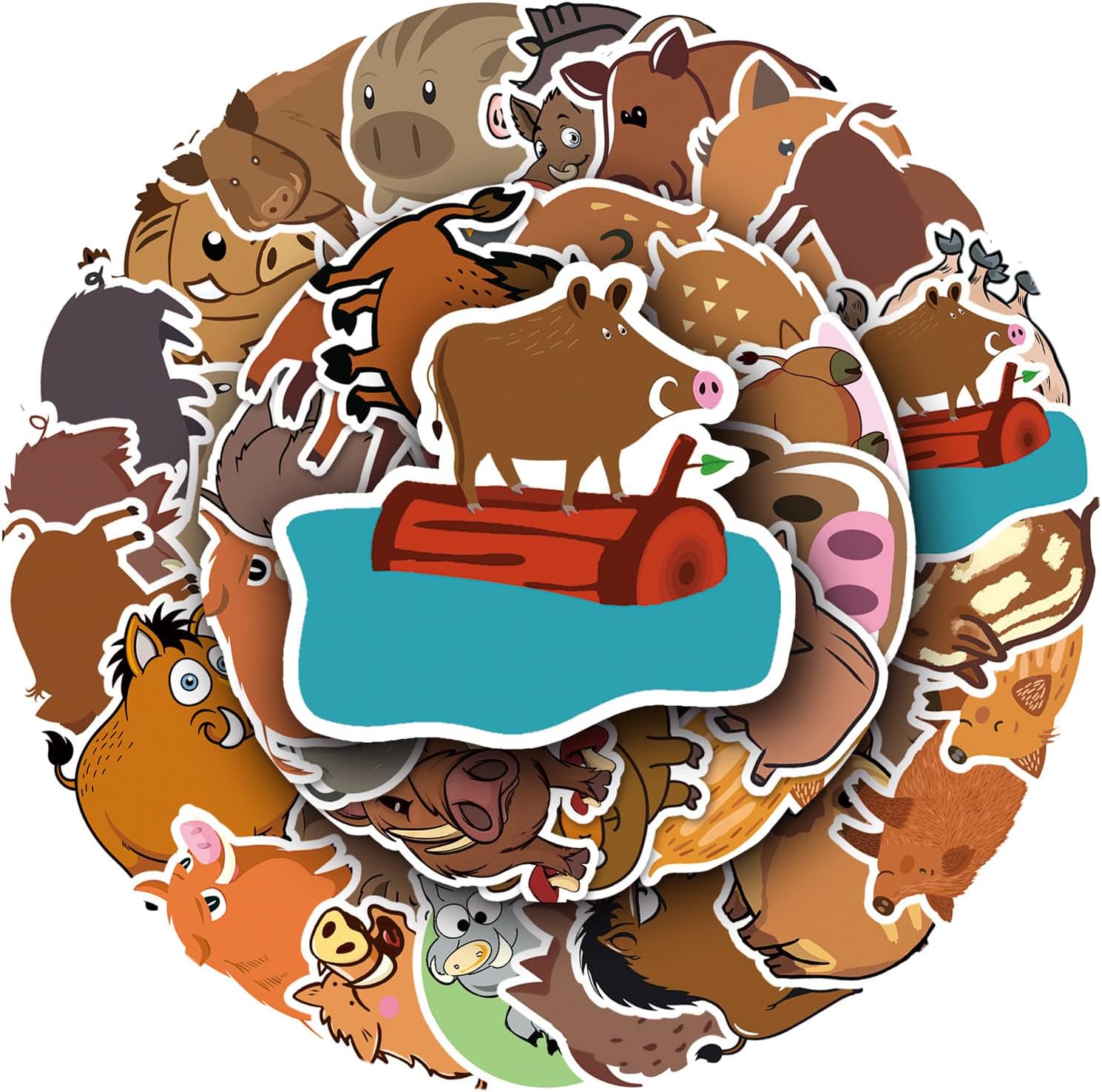 Amazon.com: 50 PCS Wild Boar Stickers Pack, Cute Wild Pig Vinyl ...
