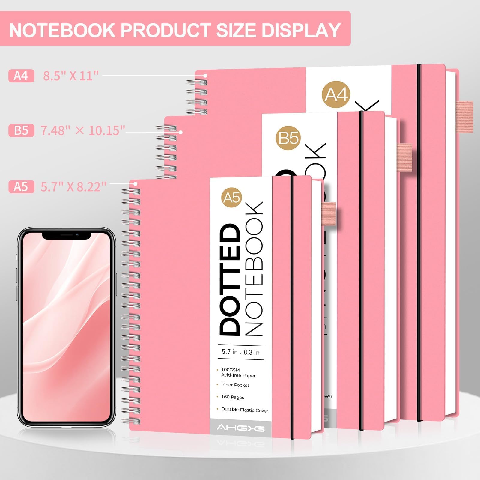 Snapklik.com : AHGXG Bullet Dotted Journal - Dot Grid Spiral Notebook 8 ...