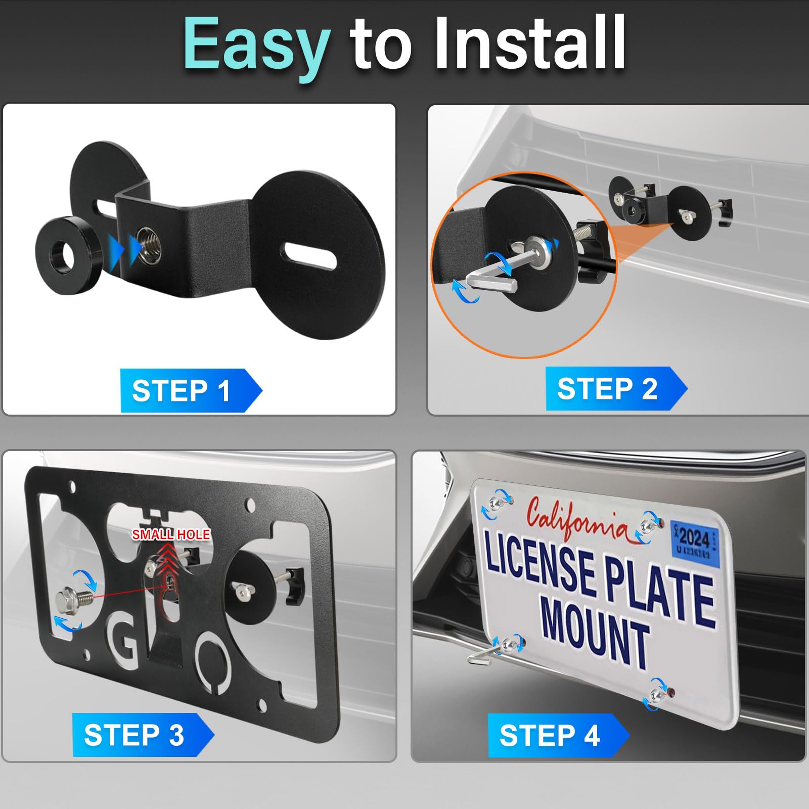 Snapklik.com : No Drill Front Bumper License Plate Mount Compatible