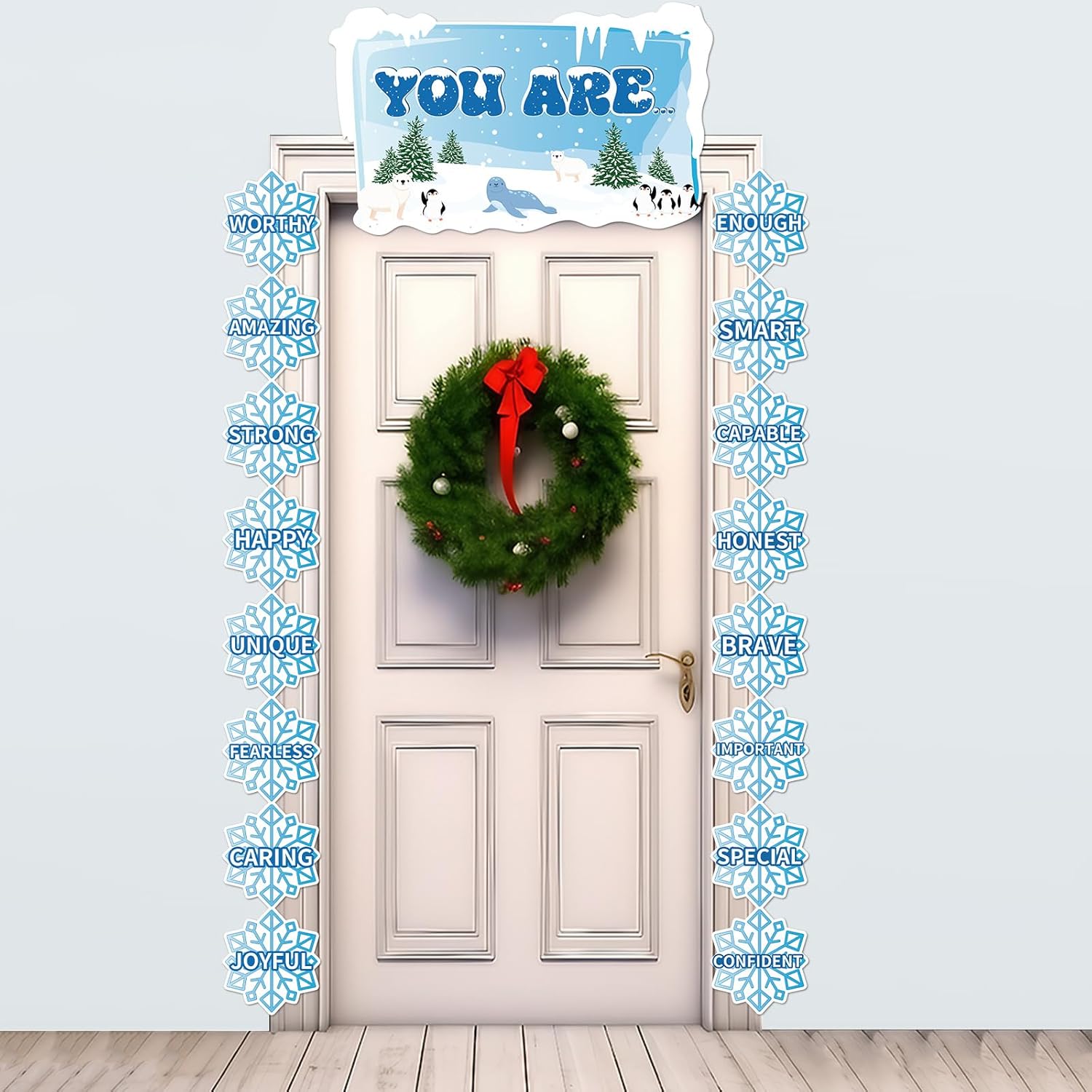 Amazon.com: Winter Classroom Door Banner Snowflake Affirmation Station ...