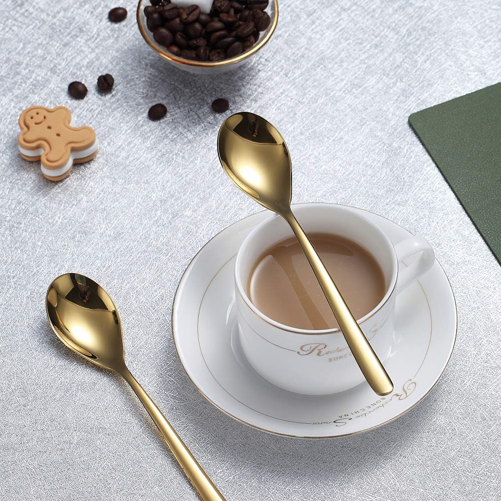 Snapklik.com : Gold Teaspoons 4 Pieces, Homquen 6.6" Modern Design ...