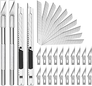 34 Pack Craft Knife, Utility Knife Box Cutters with 30 PCS Spare Exacto ...