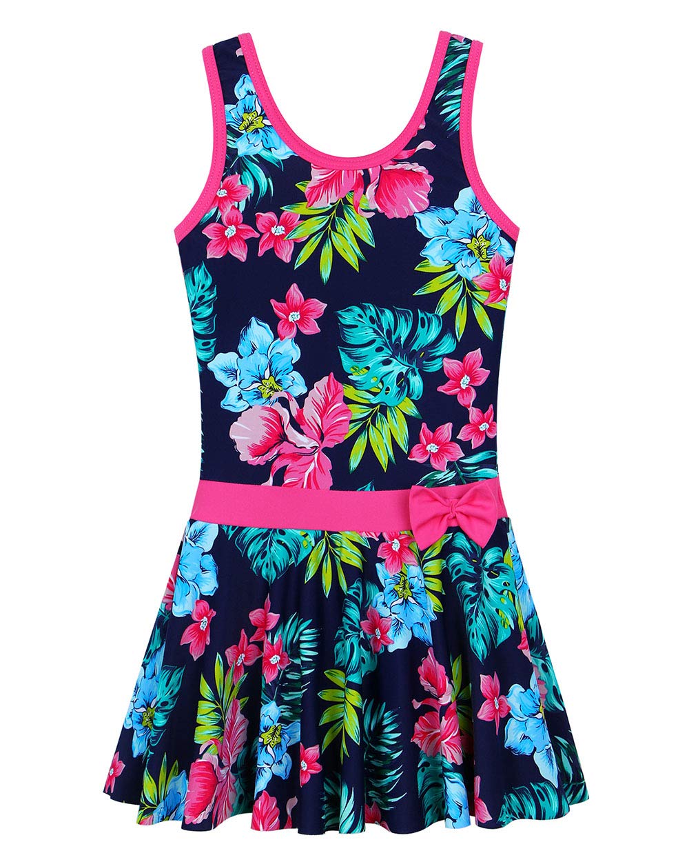 Girls Swimsuit One Piece UPF 50+ Floral Skirted Bathing Suit Modest ...