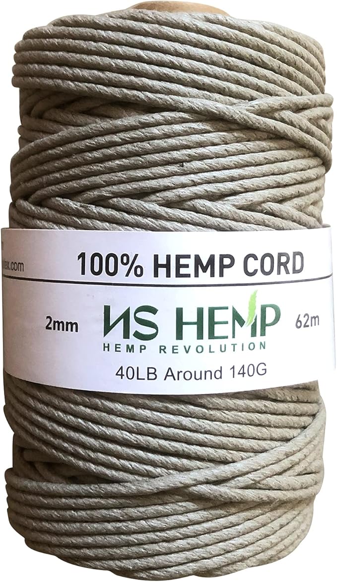 Amazon.com: NS HEMP 100% Hemp String Hemp Twine 2MM 205 Feet (26# Raw ...