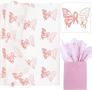 Amazon.com: HolyMaji 50 Sheets Pink Ribbon Tissue Paper Bulk 20 x 14 ...