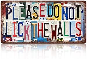 Amazon.com: JBYMsign Vintage Wall Decor Please Do Not Lick The Walls ...