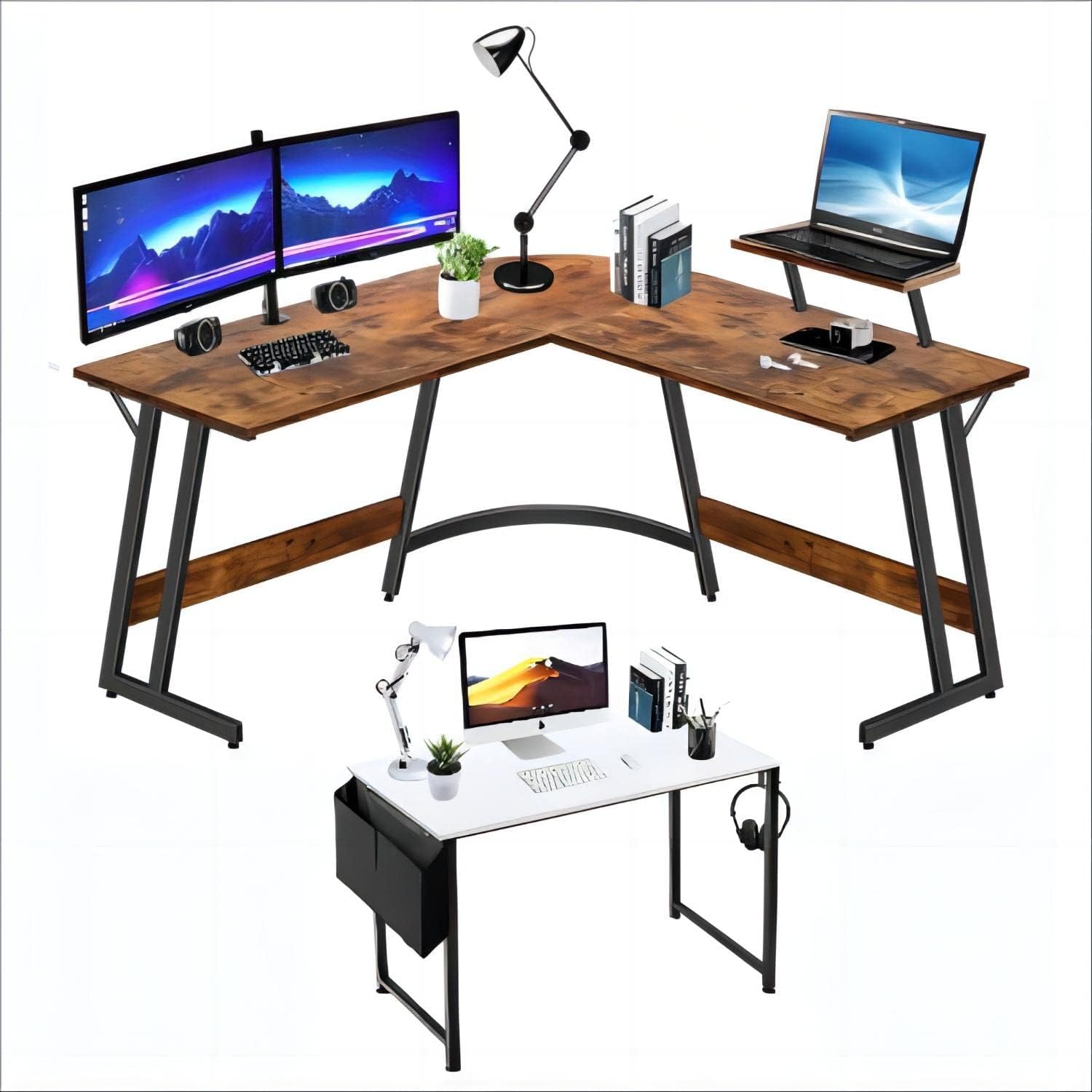 Amazon.com: Lufeiya L Shaped Computer Desk & Basic Simple Small Desk ...