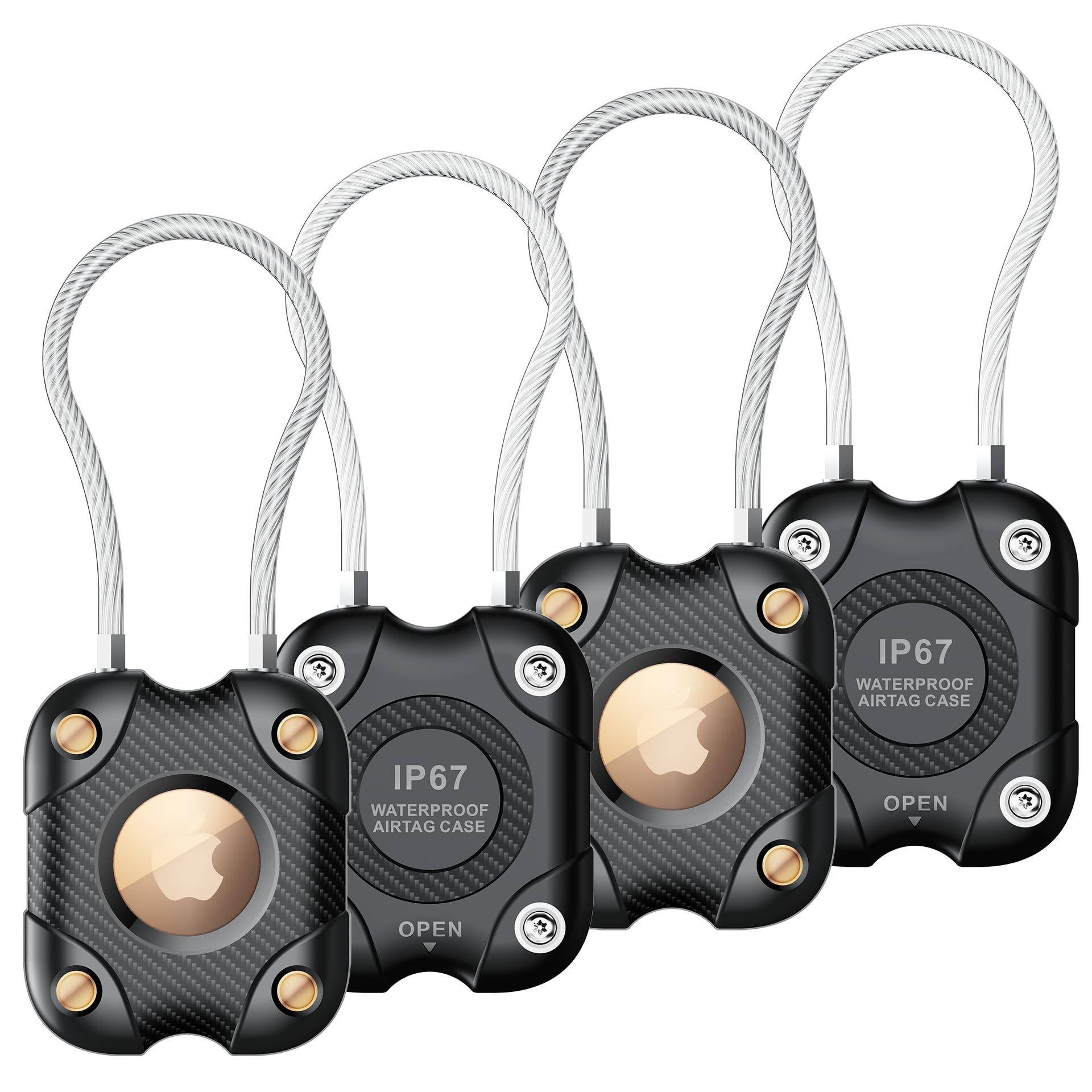 4 Pack Airtag Holder with Wire Cable, Secure Lock Airtag Keychain,IPX7 ...