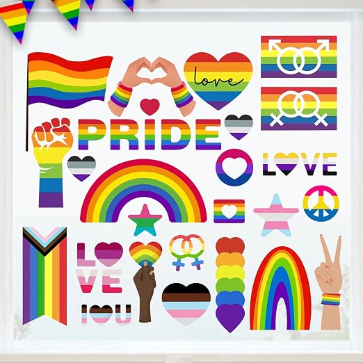 Amazon.com: Mfault Gay Pride LGBTQ Rainbow Window Clings 4 Sheets ...
