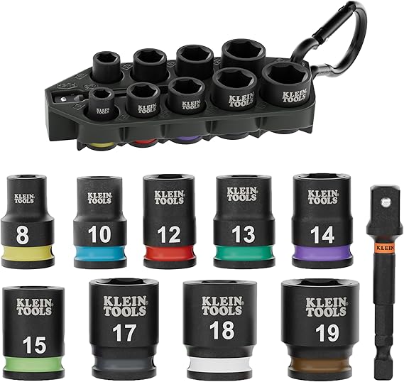 Klein Tools 33809M Grab-And-Go Impact Socket Set, Metric, 10-Piece Set ...