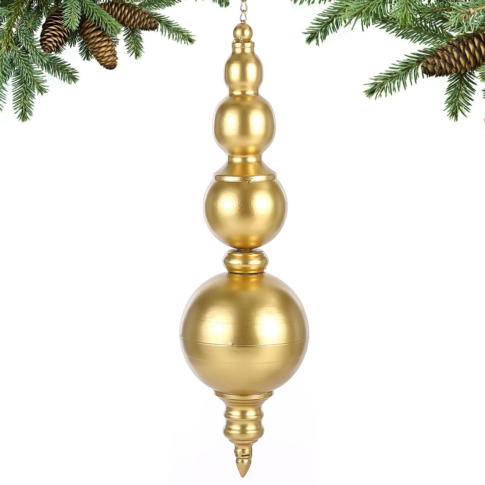 Amazon.com: Finial Christmas Ornament, 21" Gold Metal Hanging Ornaments ...