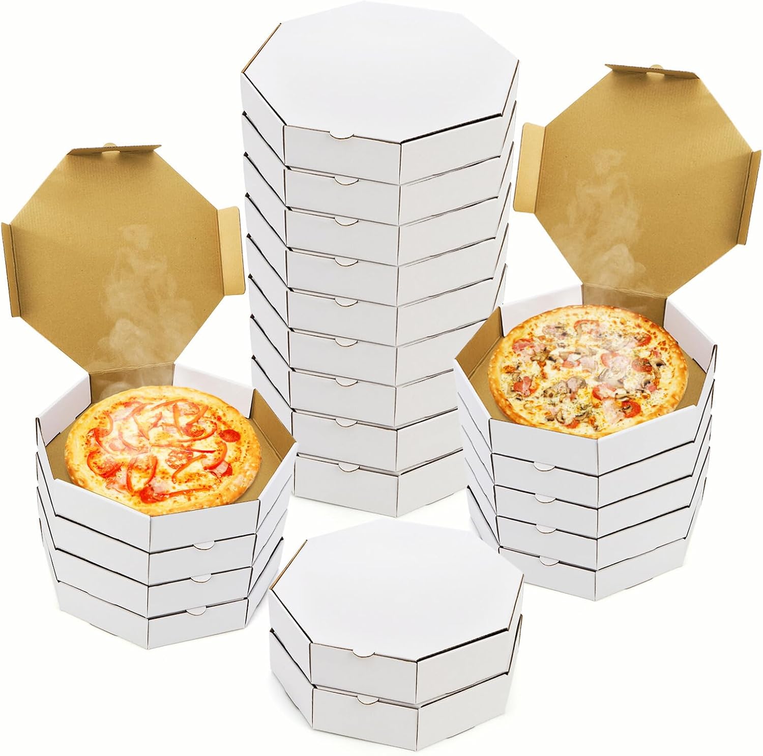 Amazon.com: ZENFUN 20 Pcs Kraft Pizza Boxes, 12"×12"×2" White Pizza ...