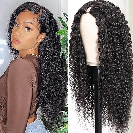 Amazon.com : Ainmeys 22 Inch Curly V Part Wigs Brazilian Kinky Curly ...