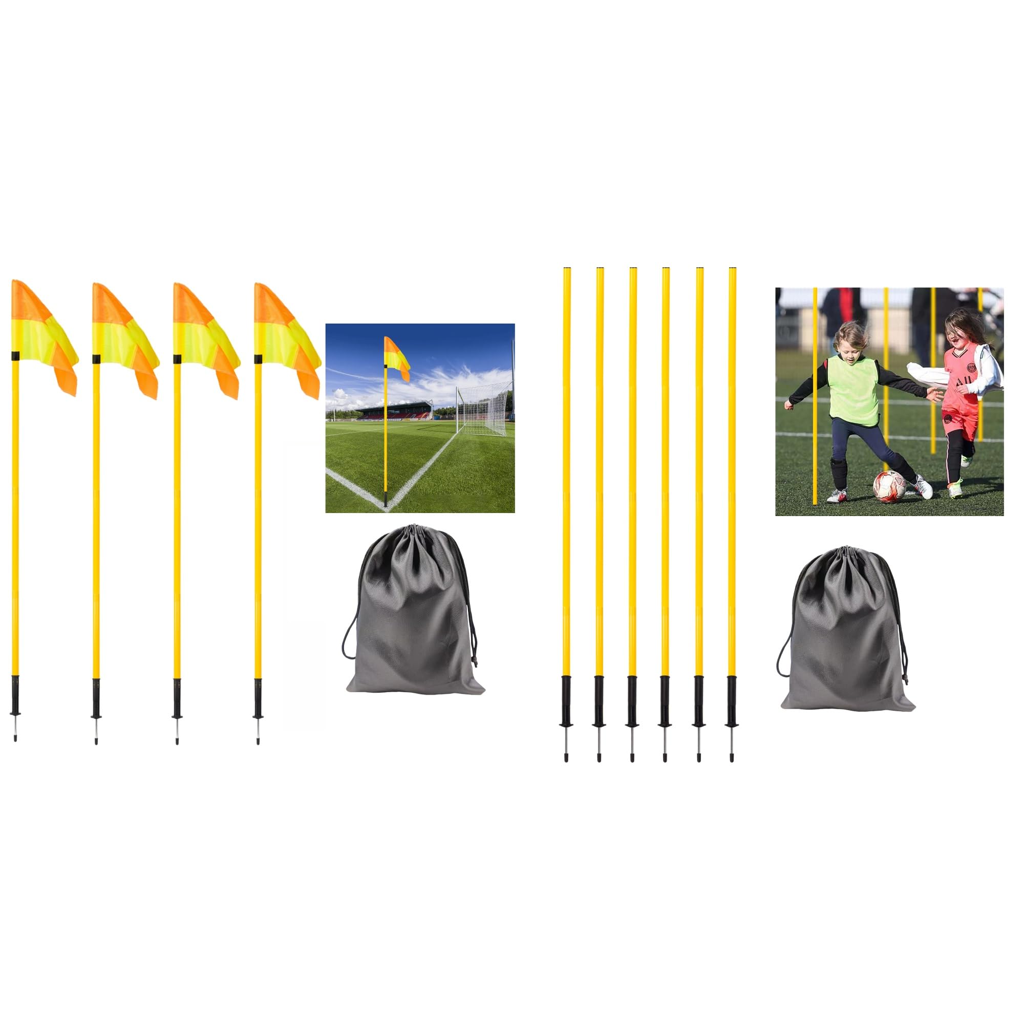 Amazon.com : 4Pcs Soccer Corner Flags and 6 Pcs Agility Training Poles ...